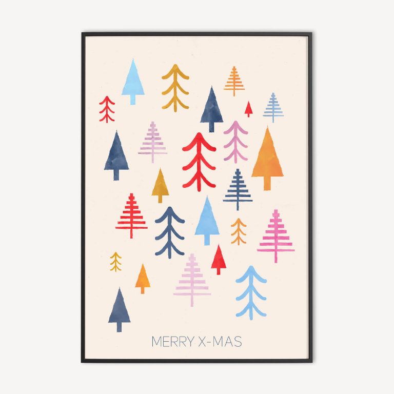 Kerst Poster en Print - Colorful Trees - MDRN HOME - Koop Posters Online
