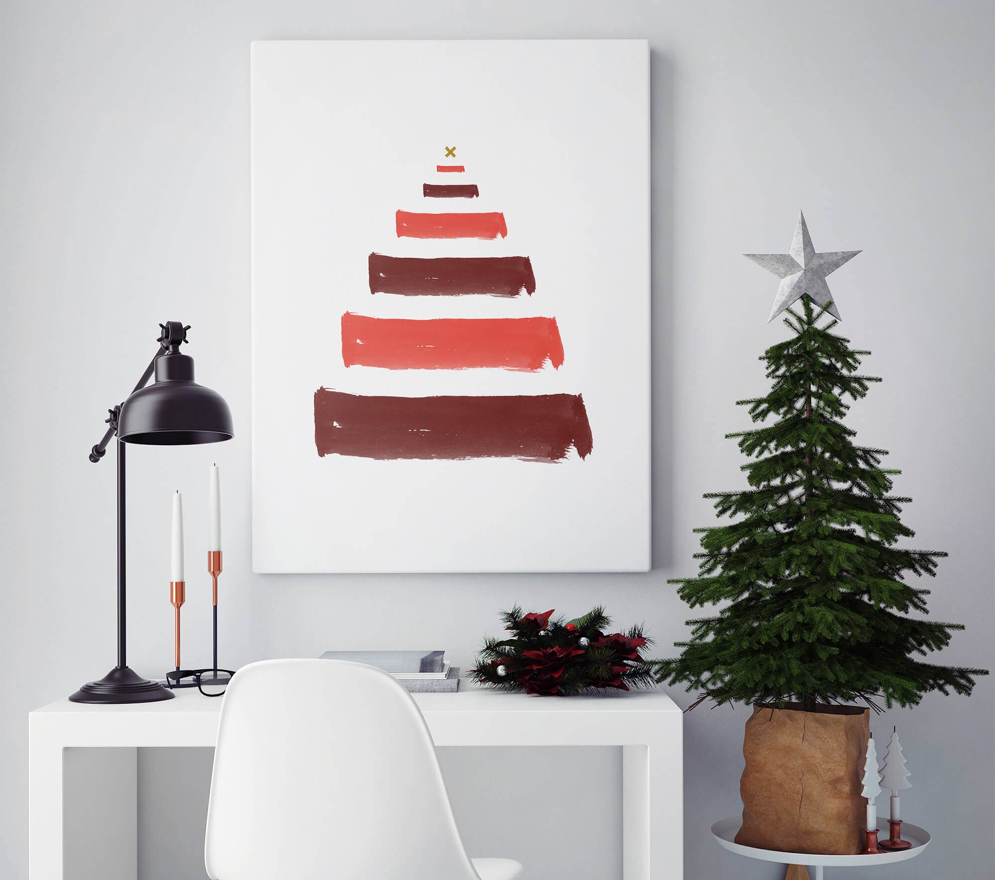 Kerstboom Brush Strokes - Moderne Kerst Poster en Print - MDRN HOME ...
