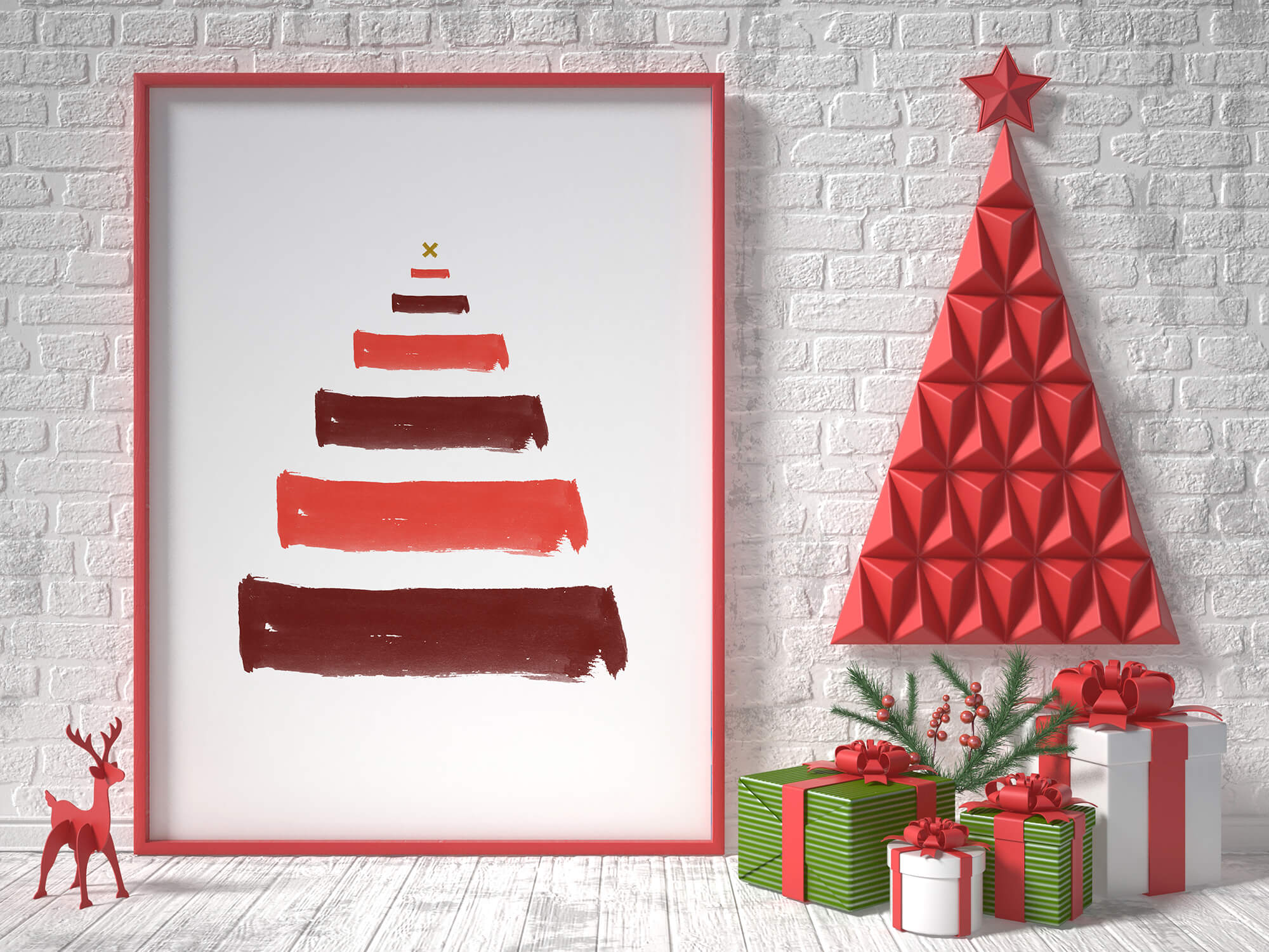 Kerstboom Brush Strokes - Moderne Kerst Poster en Print - MDRN HOME ...