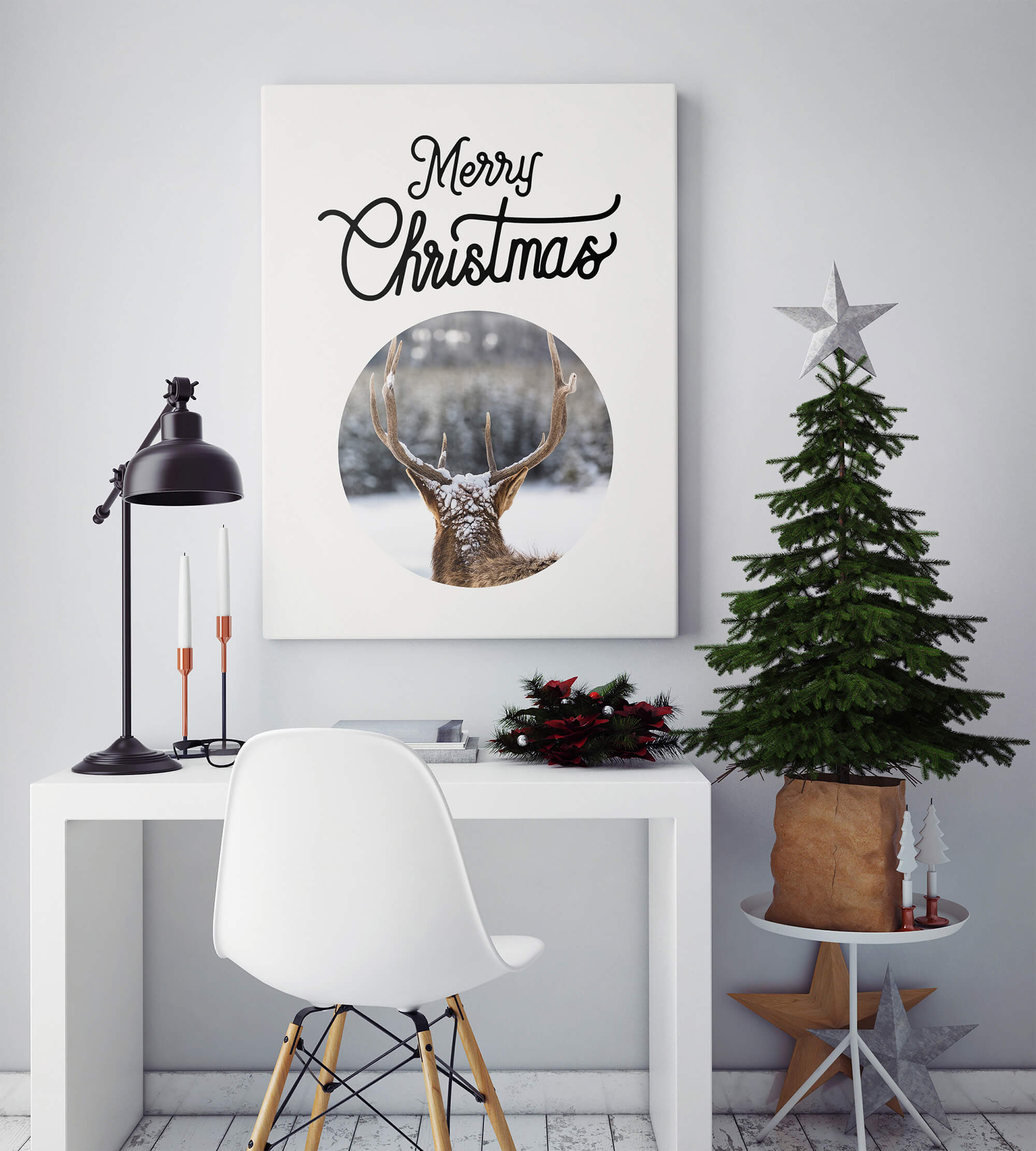 Hert in de Sneeuw - Scandinavische Kerst Poster en Print - MDRN HOME ...