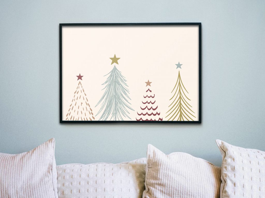 Four X-Mas Trees - Scandinavische Kerst Poster en Print - MDRN HOME ...