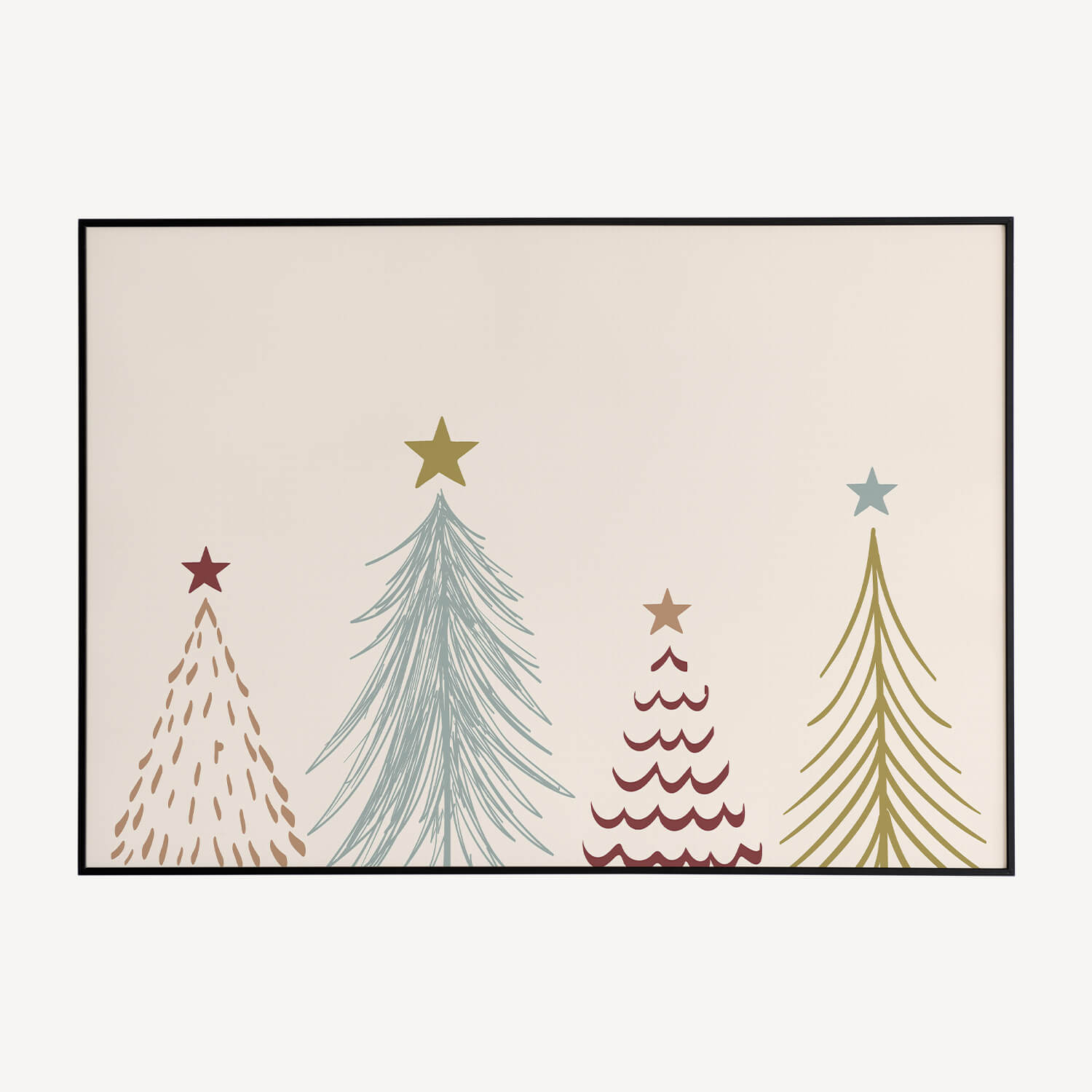 Four X-Mas Trees - Scandinavische Kerst Poster en Print - MDRN HOME ...