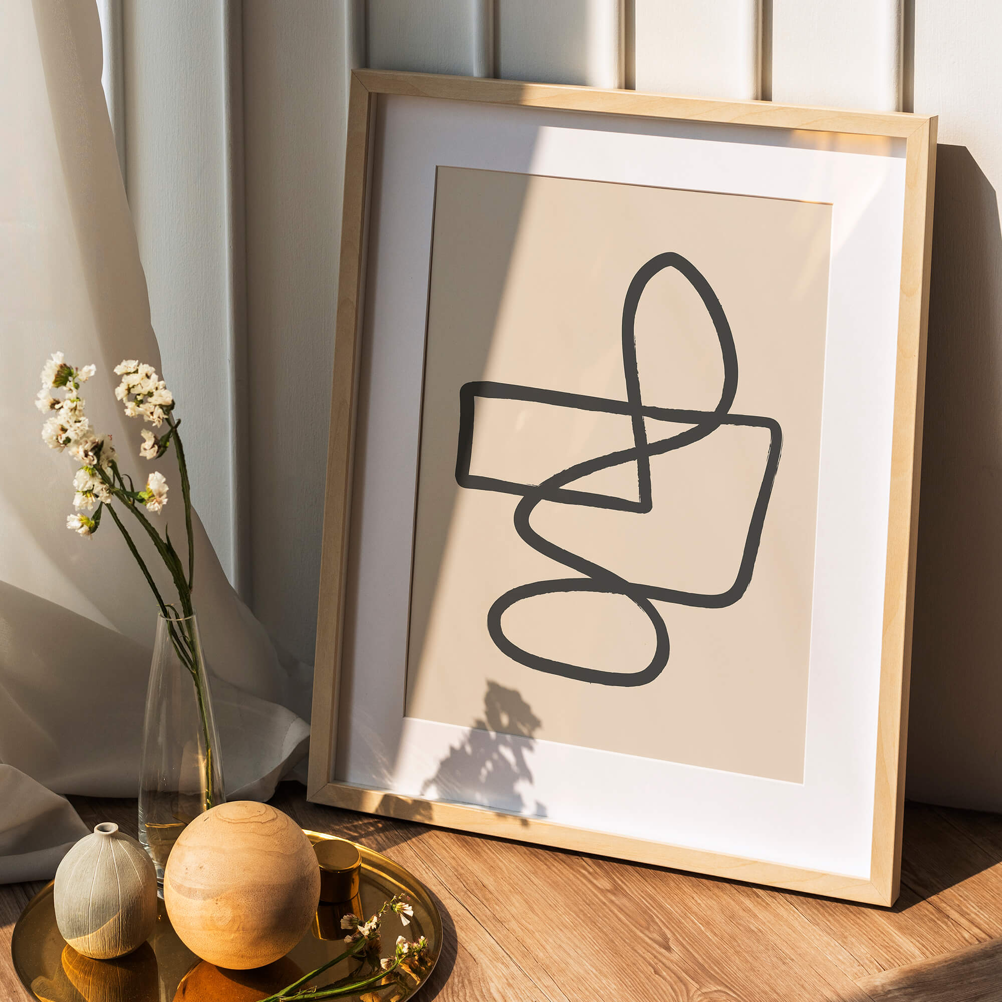 Beige Abstract - Abstracte Poster en Canvas Print - MDRN HOME - Koop ...